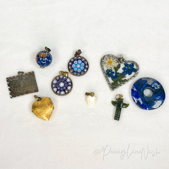 Vintage | Jewelry | Vintage 9 Unique Charms Including Gold Heart Locket ...